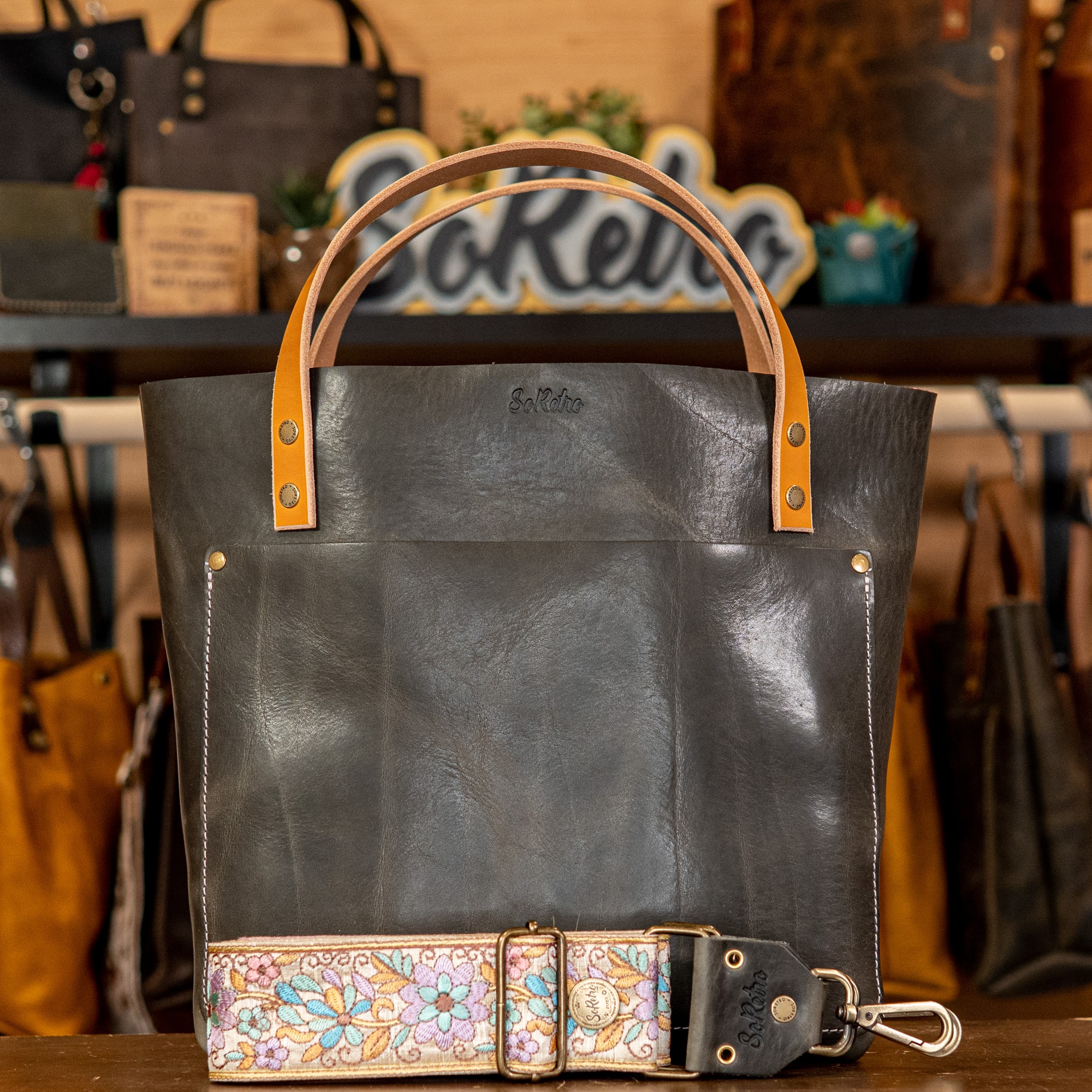 SoRetro Verdura Perfect FYG Leather Crossbody Tote – Tempesta di Mare ...