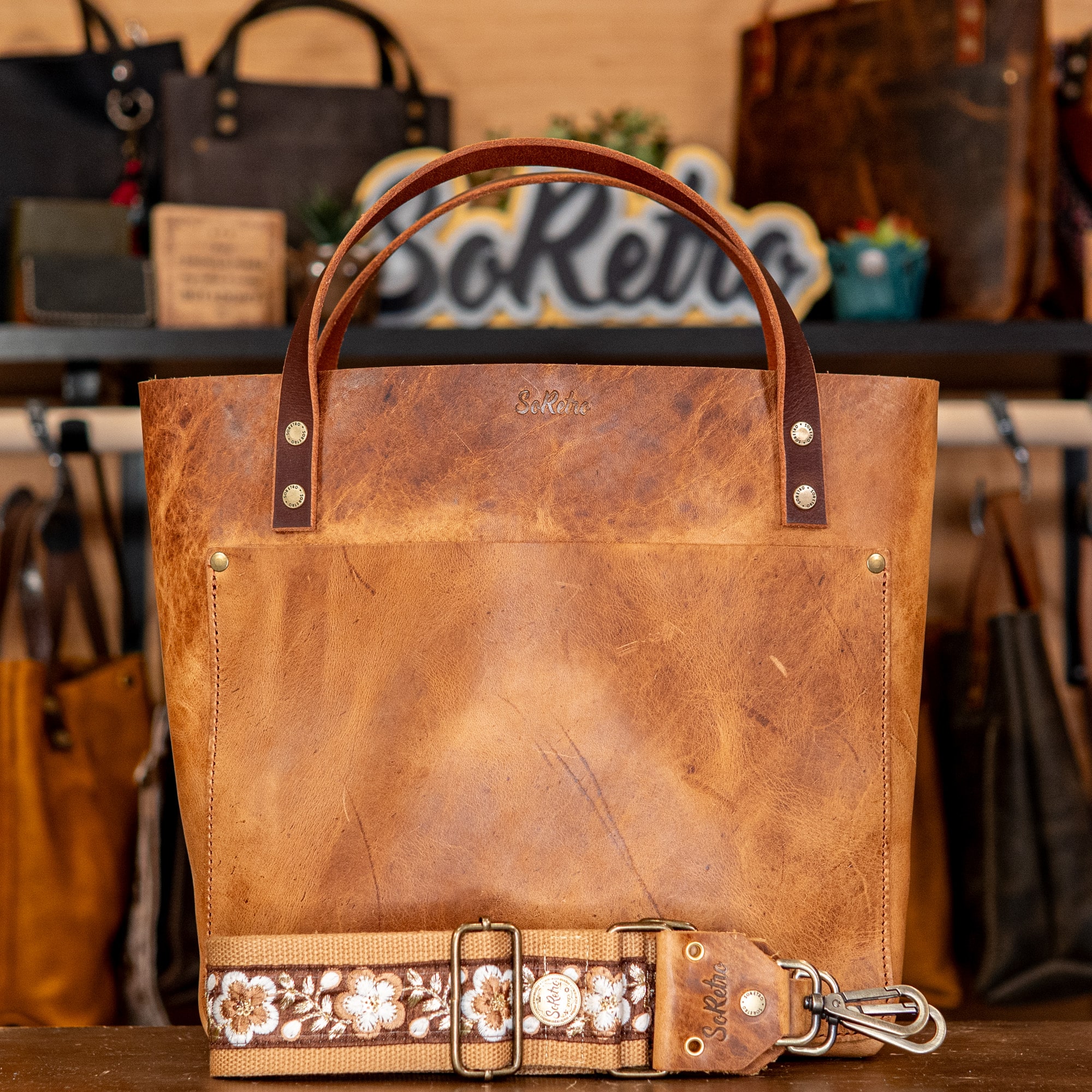 SoRetro Perfect FYG Leather Crossbody Tote – Sandstorm with Exclusivo ...
