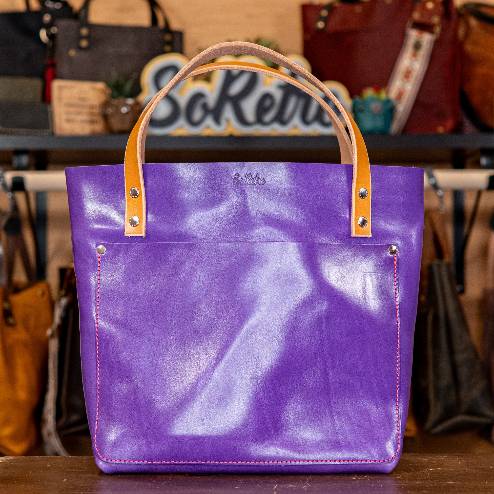 SoRetro Verdura Perfect FYG Leather Crossbody Tote – Mela Viola with ...