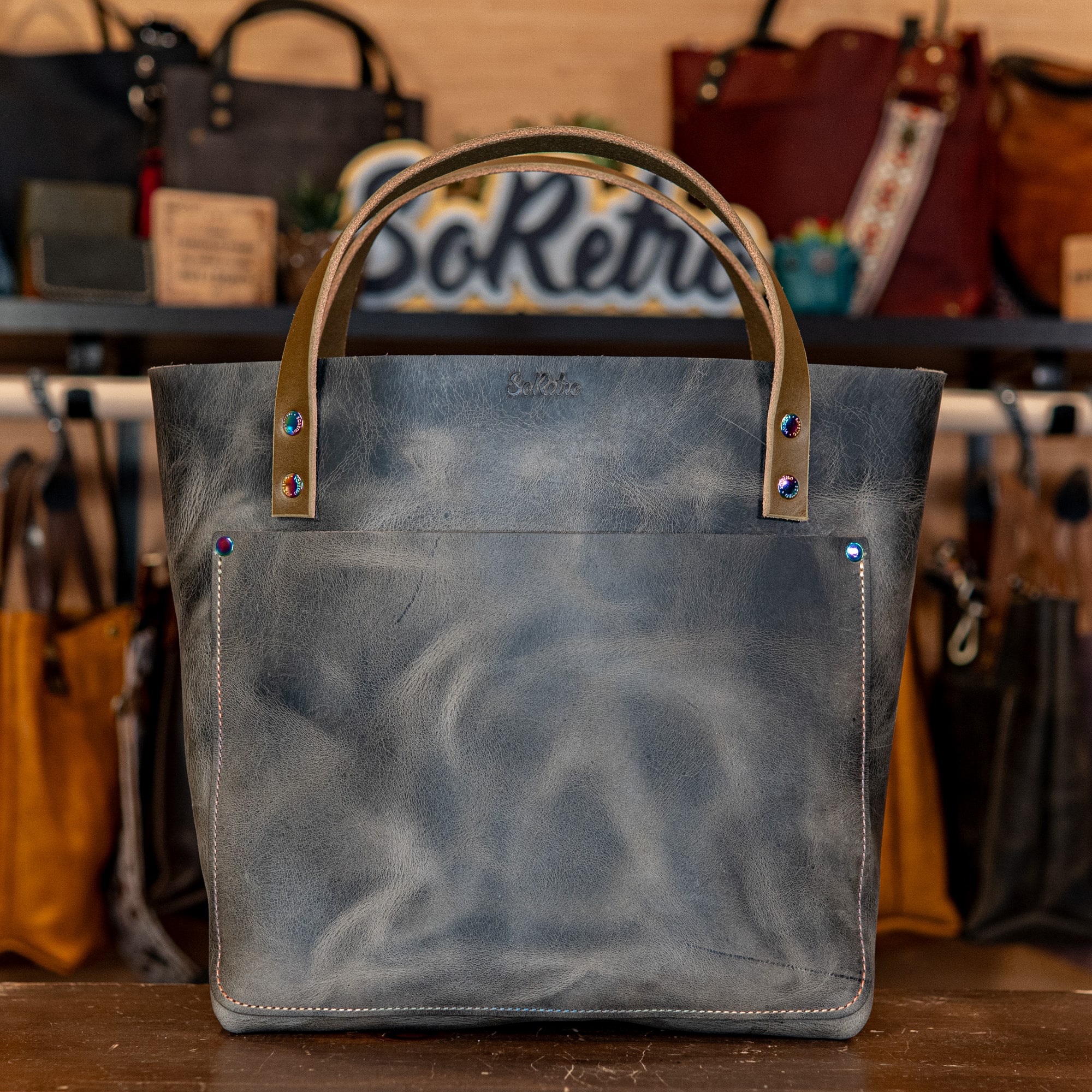 SoRetro Perfect FYG Leather Crossbody Tote – Burning Sage with Summer ...