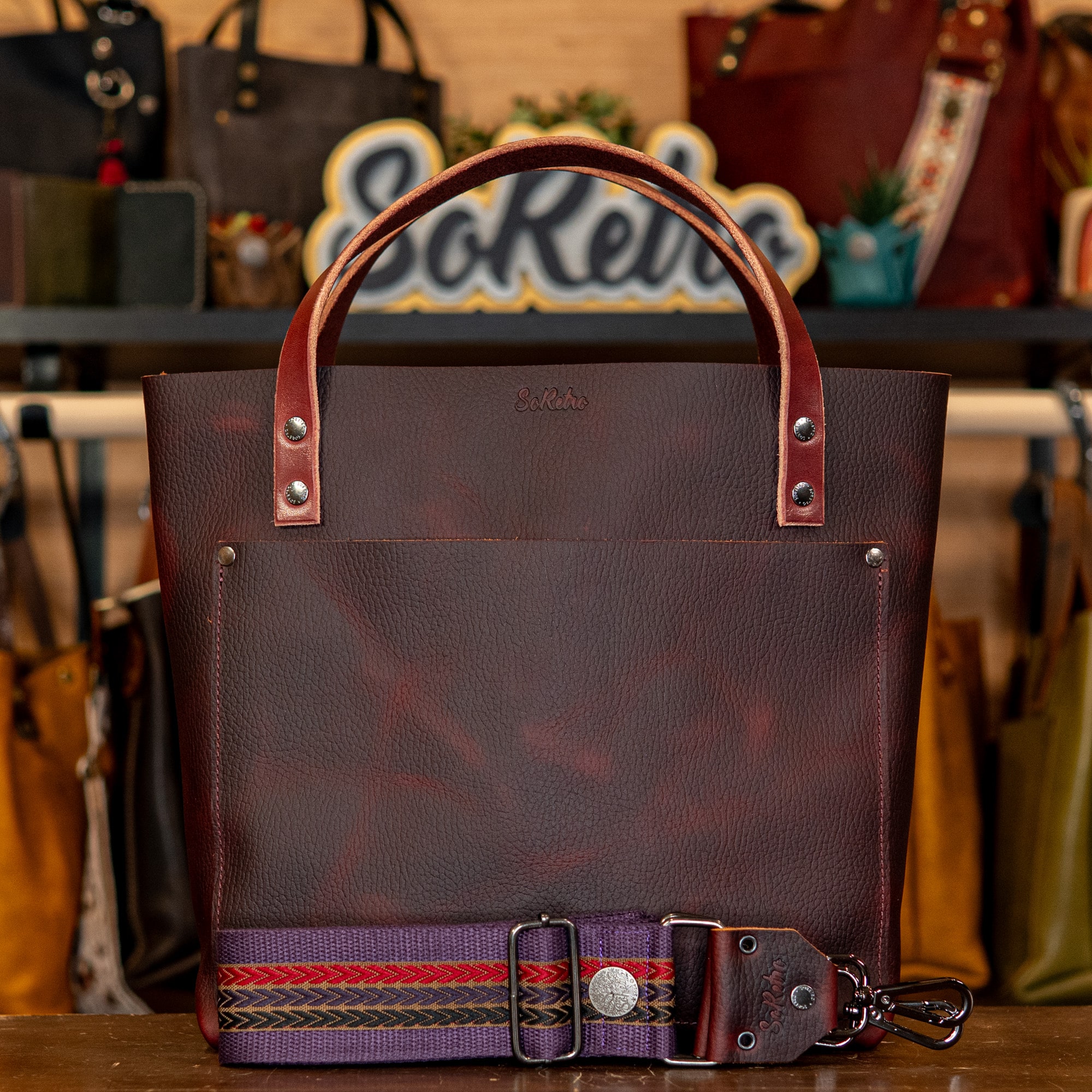 SoRetro Perfect FYG Leather Crossbody Tote – Liquid Hot Magma with ...