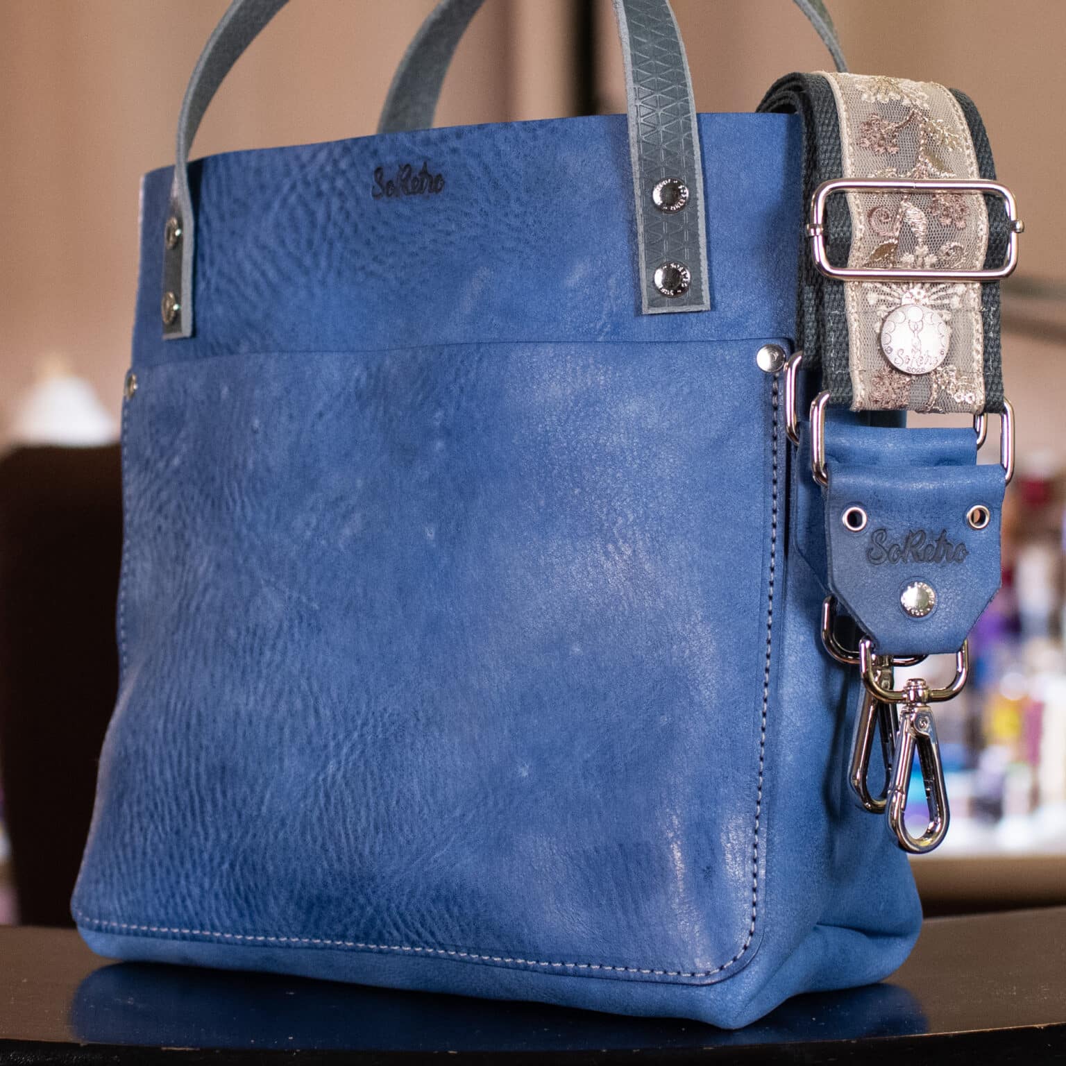 SoRetro Verdura Mini+ FYG Leather Crossbody Tote – Baia Blu Di Nebbia ...